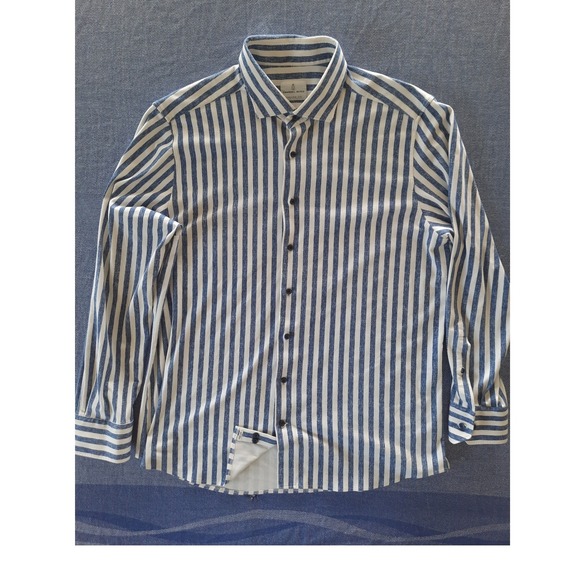 Emanuel Berg | Tops | Emanuel Berg Men Striped Button Down Shirt Modern ...